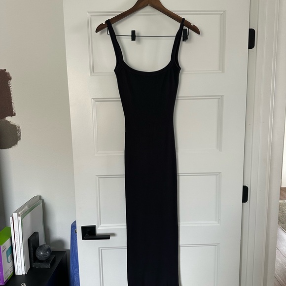 Zara | Dresses | Zara Black Midi Dress Square Neckline | Poshmark